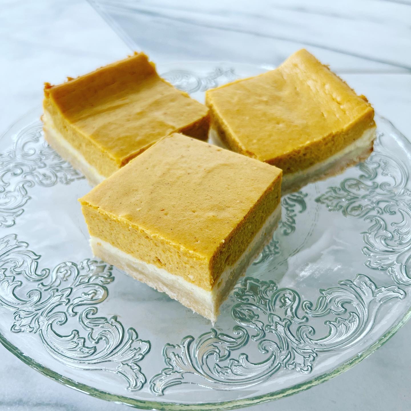 Pumpkin Cheesecake Shortbread Bars - Recipe In Numbers